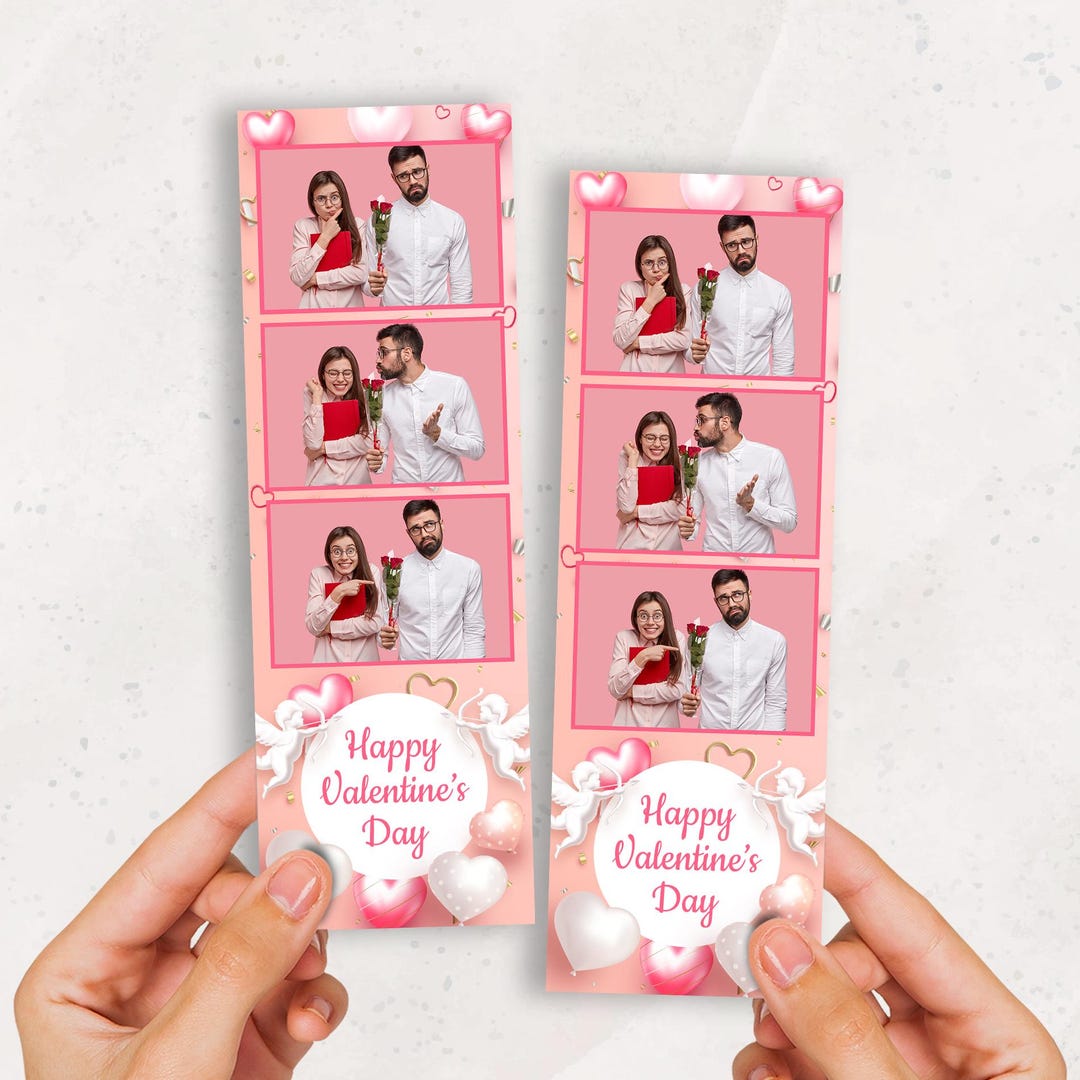 Valentine's Day Photo Booth Template | 2x6 Strip Photobooth Overlay ...