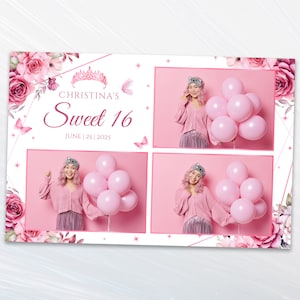 Pink Photo Booth Template, Sweet 16 Photo Booth Template, Photobooth ...
