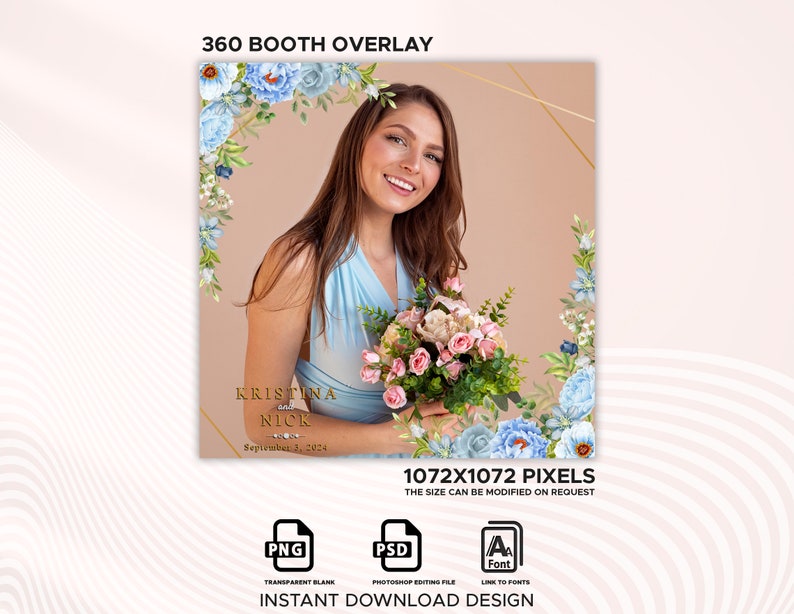 360 Overlay, Wedding 360 Booth Overlay , Flowers 360 Photo Template ...
