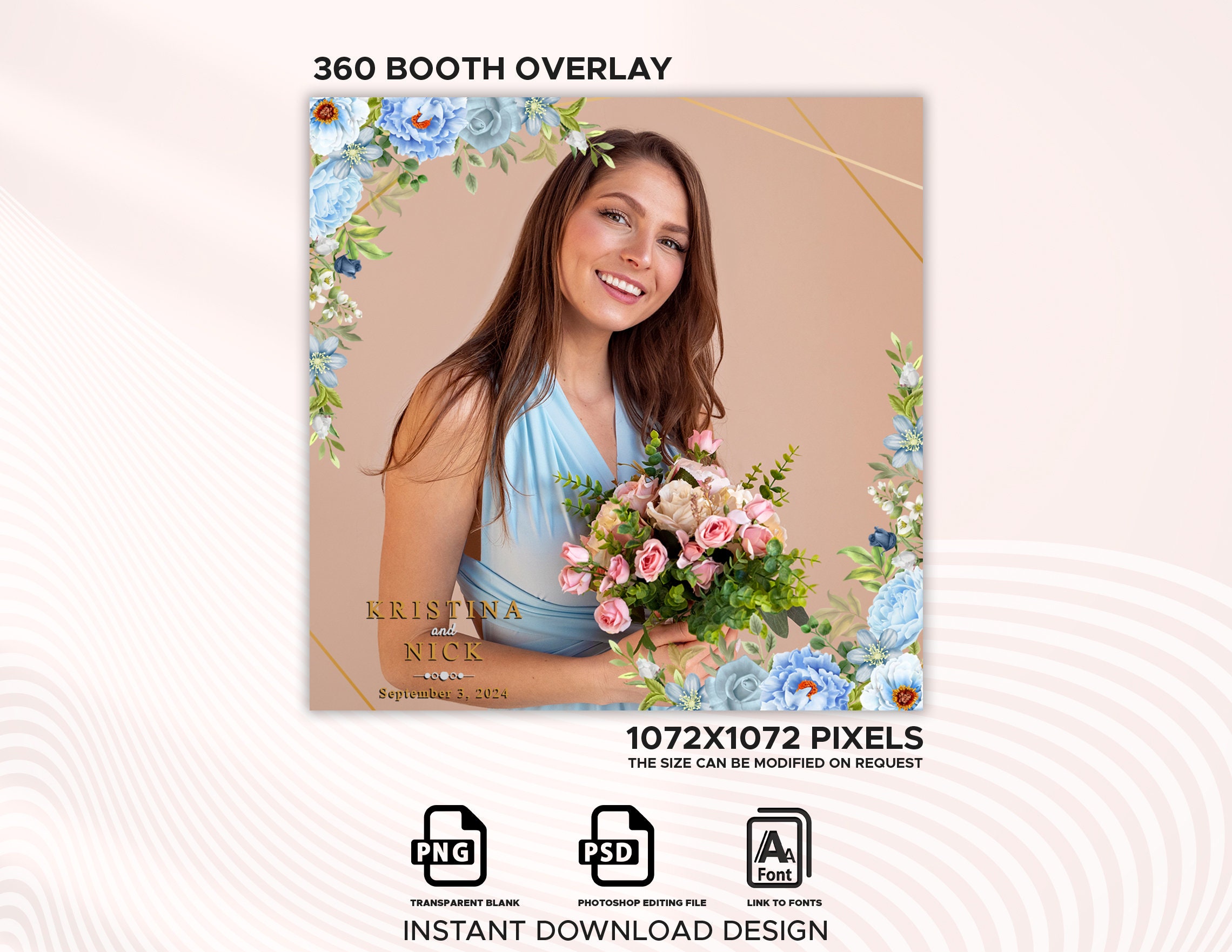 360 Overlay, Wedding 360 Booth Overlay , Flowers 360 Photo Template ...