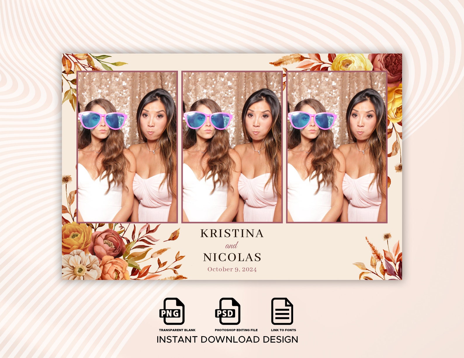 Autumn Photo Booth Template, Autumn Wedding Photo Booth Template, Photo ...