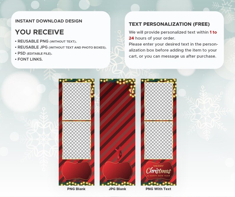 Photo Booth Template | Сhristmas Photo Booth Template | 2x6 Strip ...