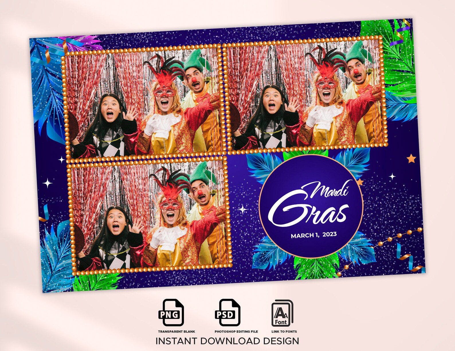 Mardi Gras Photo Booth Template Carnival Photo Booth | Etsy