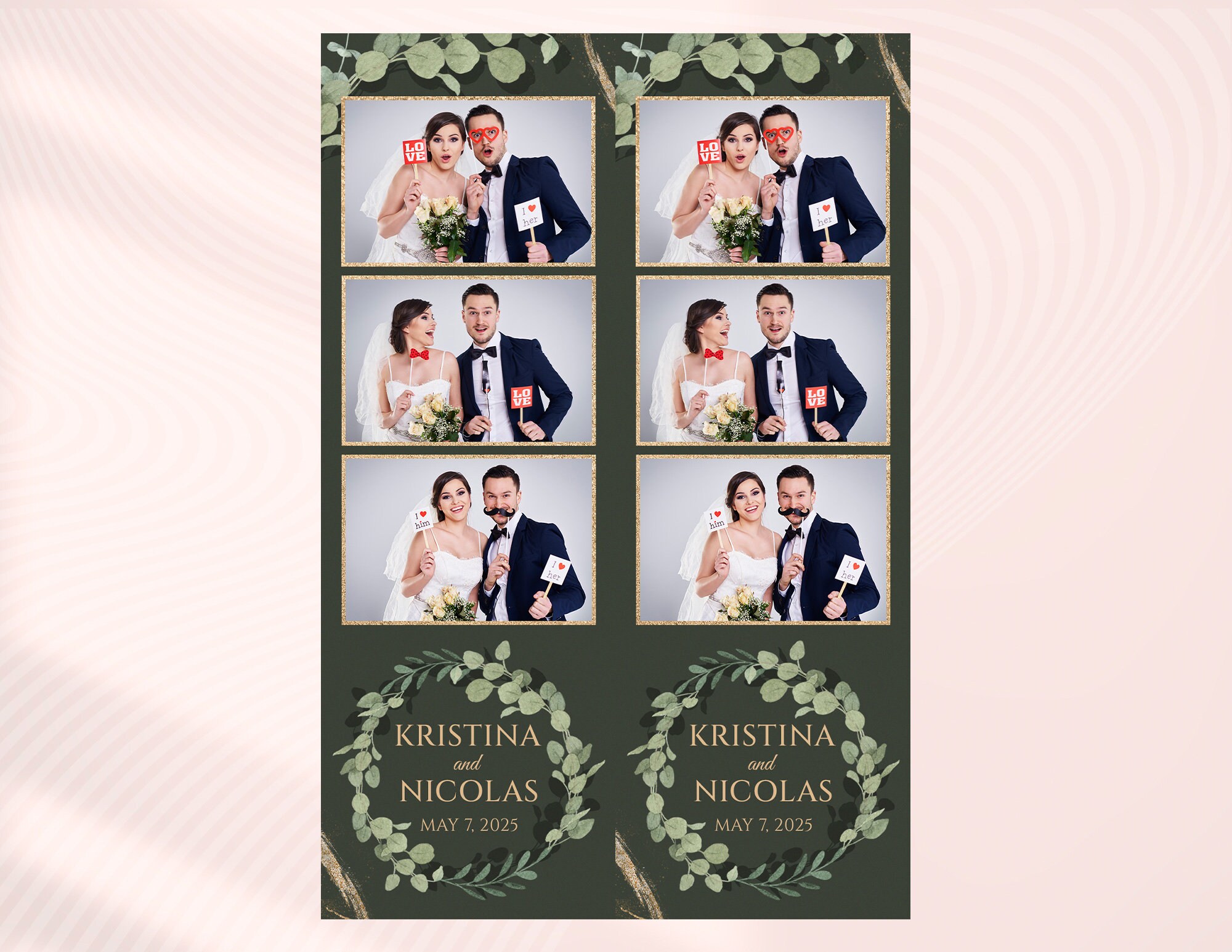 Wedding Photo Booth Template, Hunter Green Wedding Photo Booth Template ...
