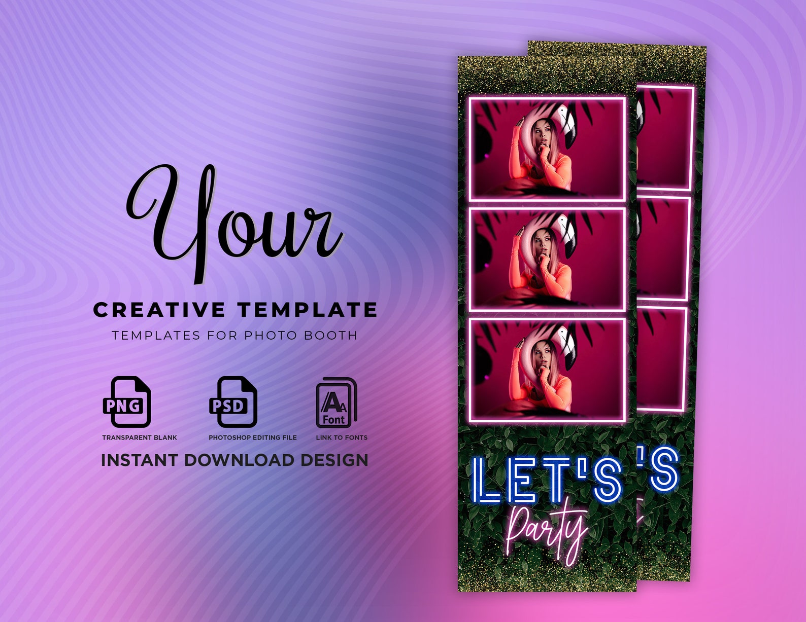 Party Photo Booth Template Garden Neon Party Photo Booth - Etsy