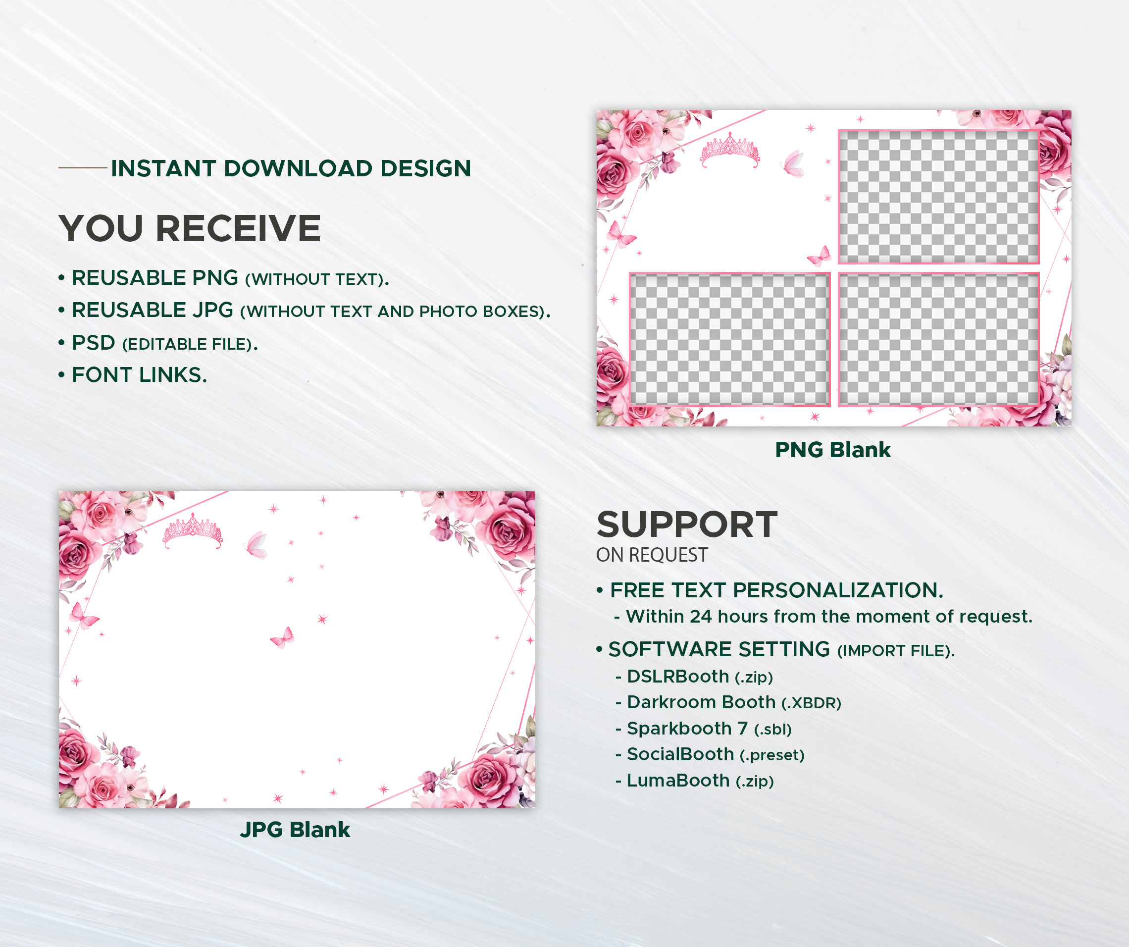 Pink Photo Booth Template, Sweet 16 Photo Booth Template, Photobooth ...