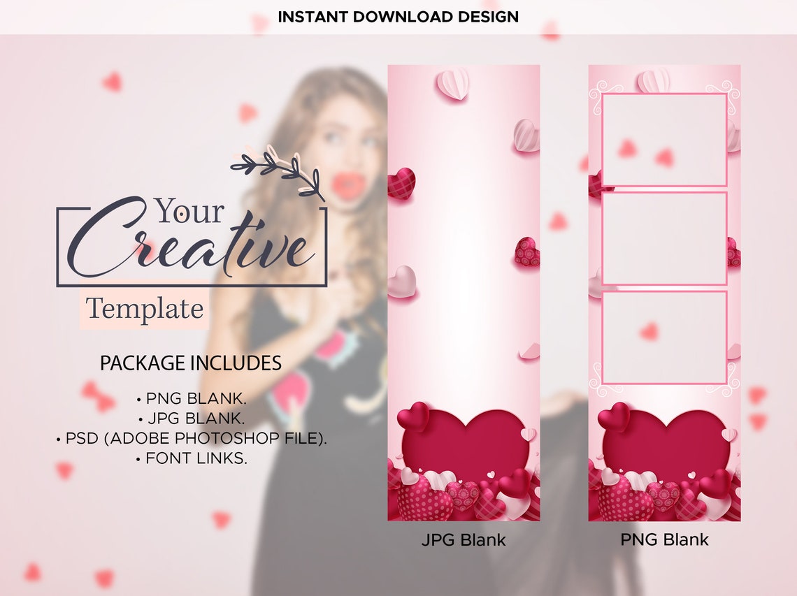 Hearts Valentine's Photo Booth Template, Valentine's Day Photo Booth ...