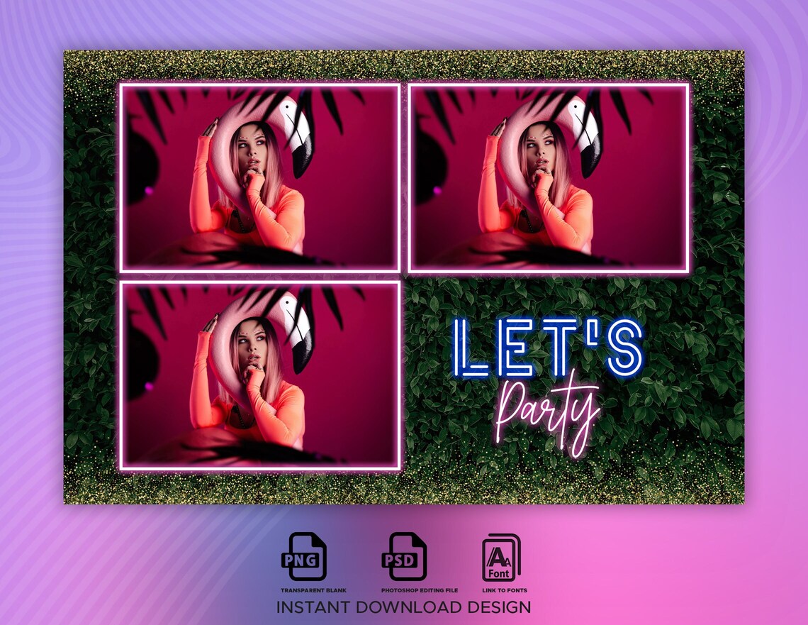 Party Photo Booth Template Garden Neon Party Photo Booth - Etsy