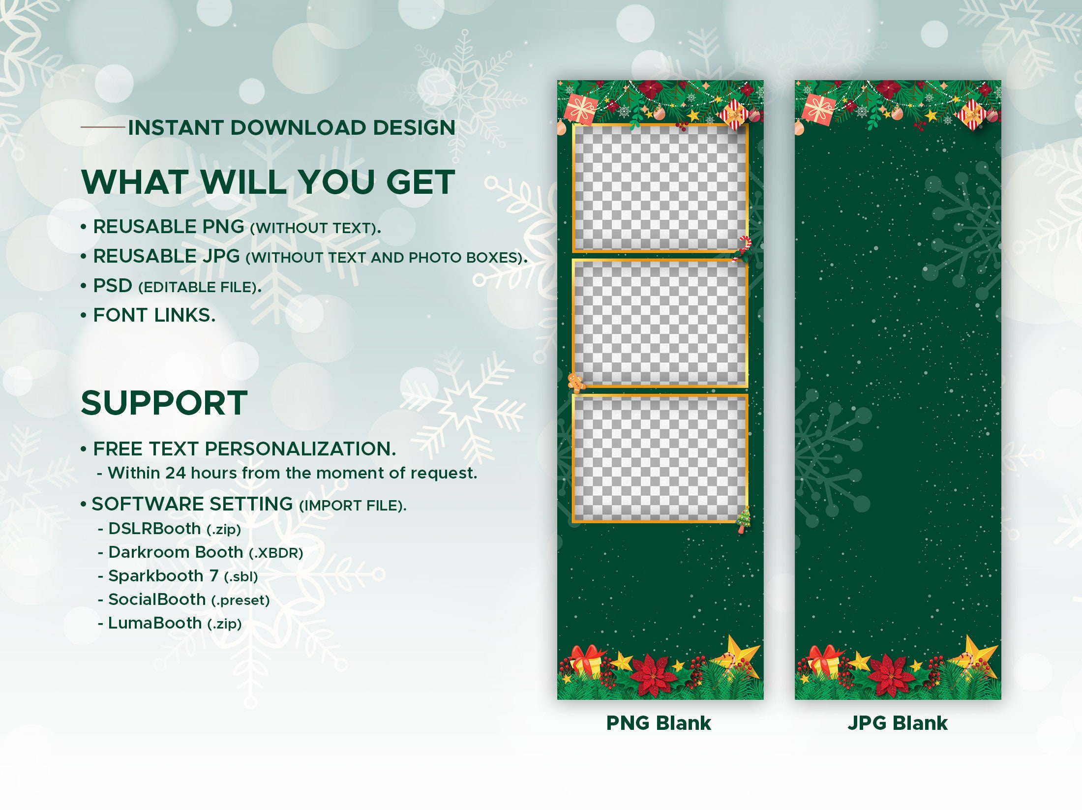 Christmas Photo Booth Template, Holiday Photo Booth Template, Photo ...