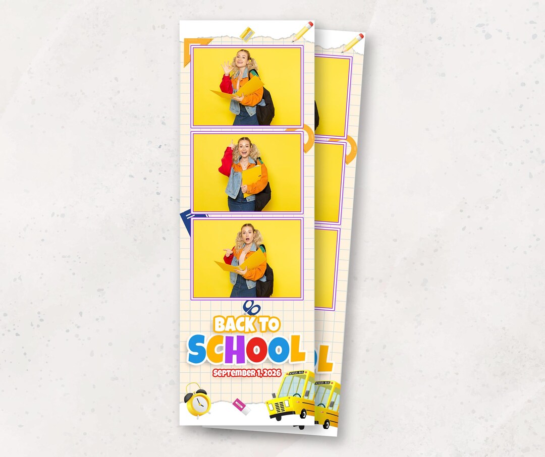 Back to School Photo Booth Template | School Party Photobooth Overlay ...