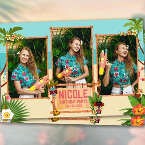 Luau Photobooth Template, Hawaiian Luau Party, Aloha Party, Photo Booth ...
