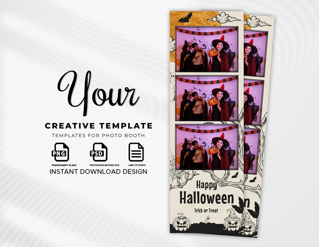 Halloween Photobooth Template, Hapy Halloween Photo Booth Template, 2x6 ...