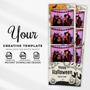 Halloween Photobooth Template, Hapy Halloween Photo Booth Template, 2x6 ...
