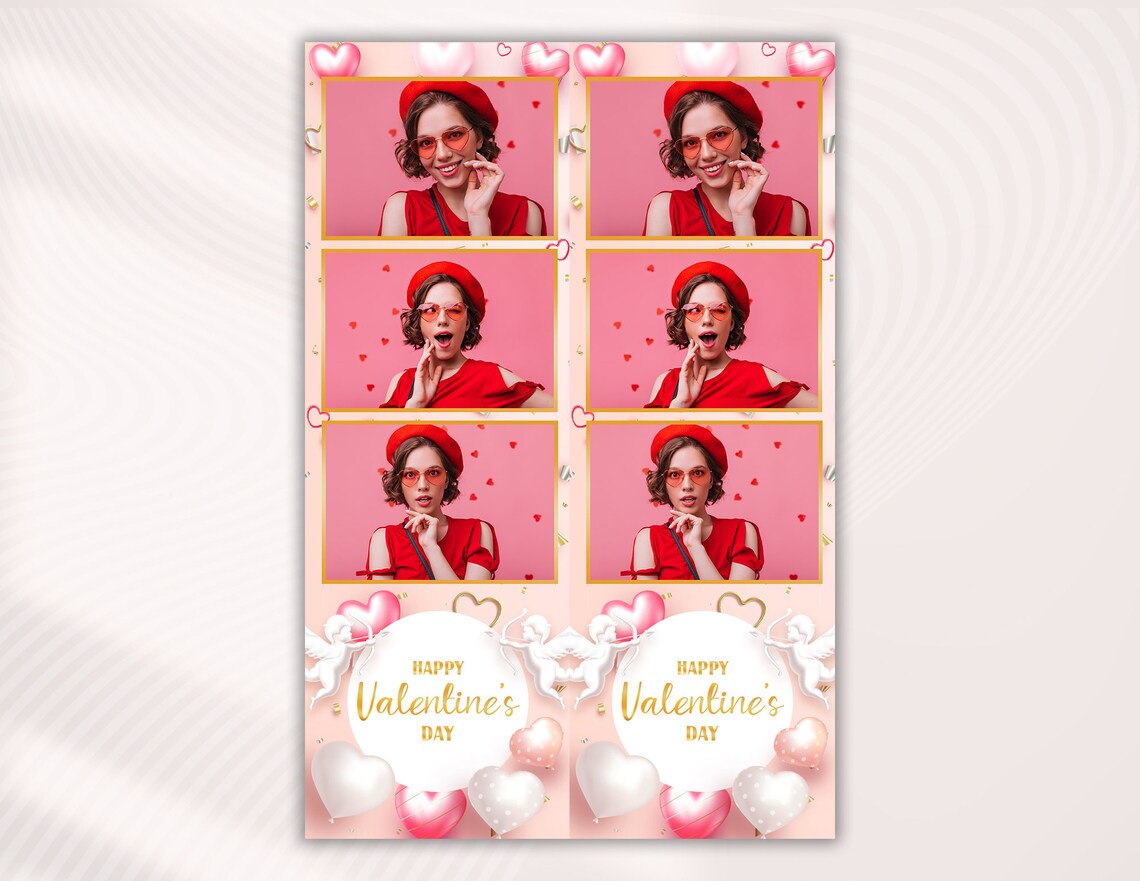 Hearts Valentine's Photo Booth Template, Valentine's Day Photo Booth ...