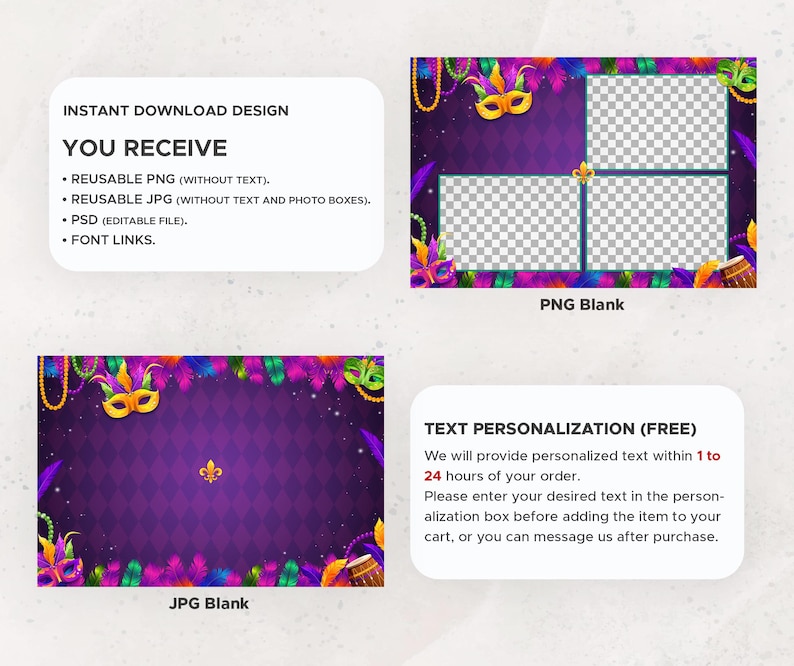 Mardi Gras Photo Booth Template | Masquerade Party Photobooth Overlay ...