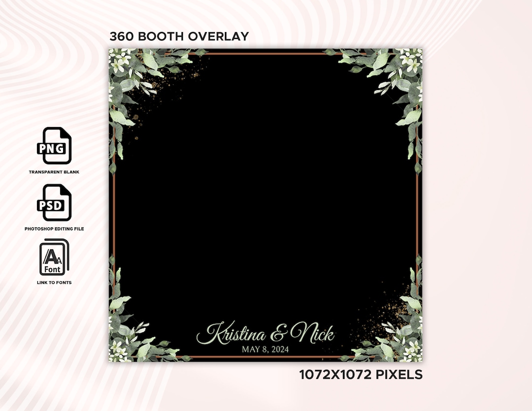 360 Overlay, Wedding 360 Booth Overlay , Flowers 360 Photo Template, 360 Spinner Overlay, Sweet ...