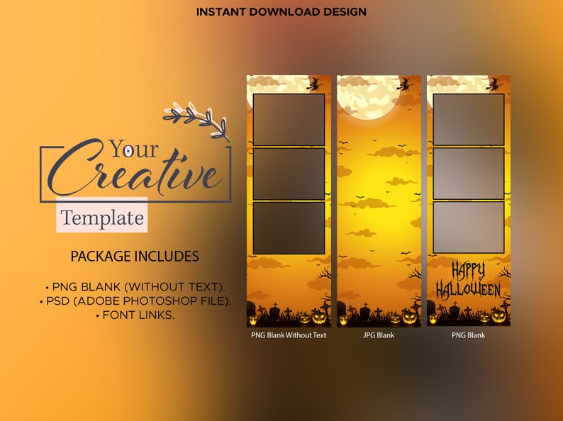 Photobooth Template Halloween, Hapy Halloween Photo Booth Template, 2x6 ...