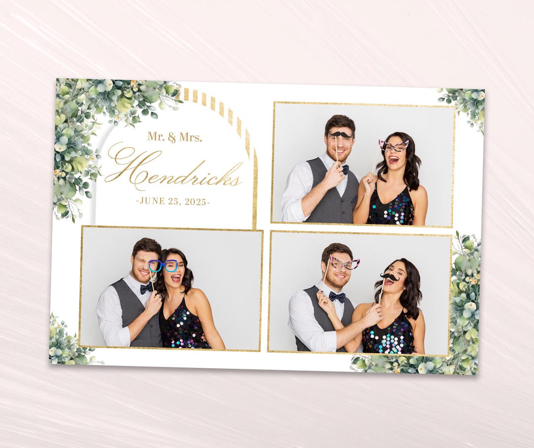 Photobooth Template, Elegant Photo Booth Template, Green Florals ...