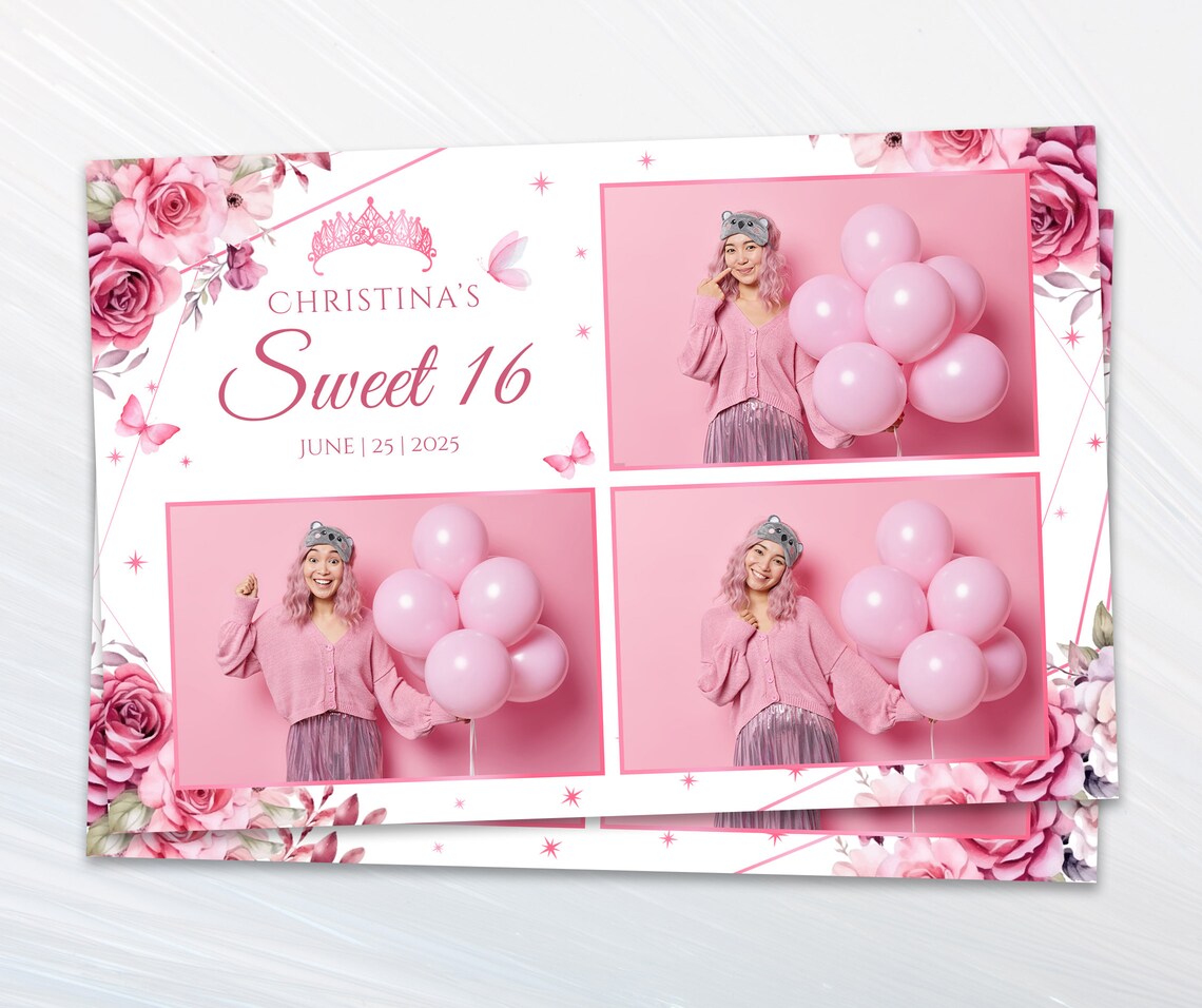 Pink Photo Booth Template, Sweet 16 Photo Booth Template, Photobooth ...