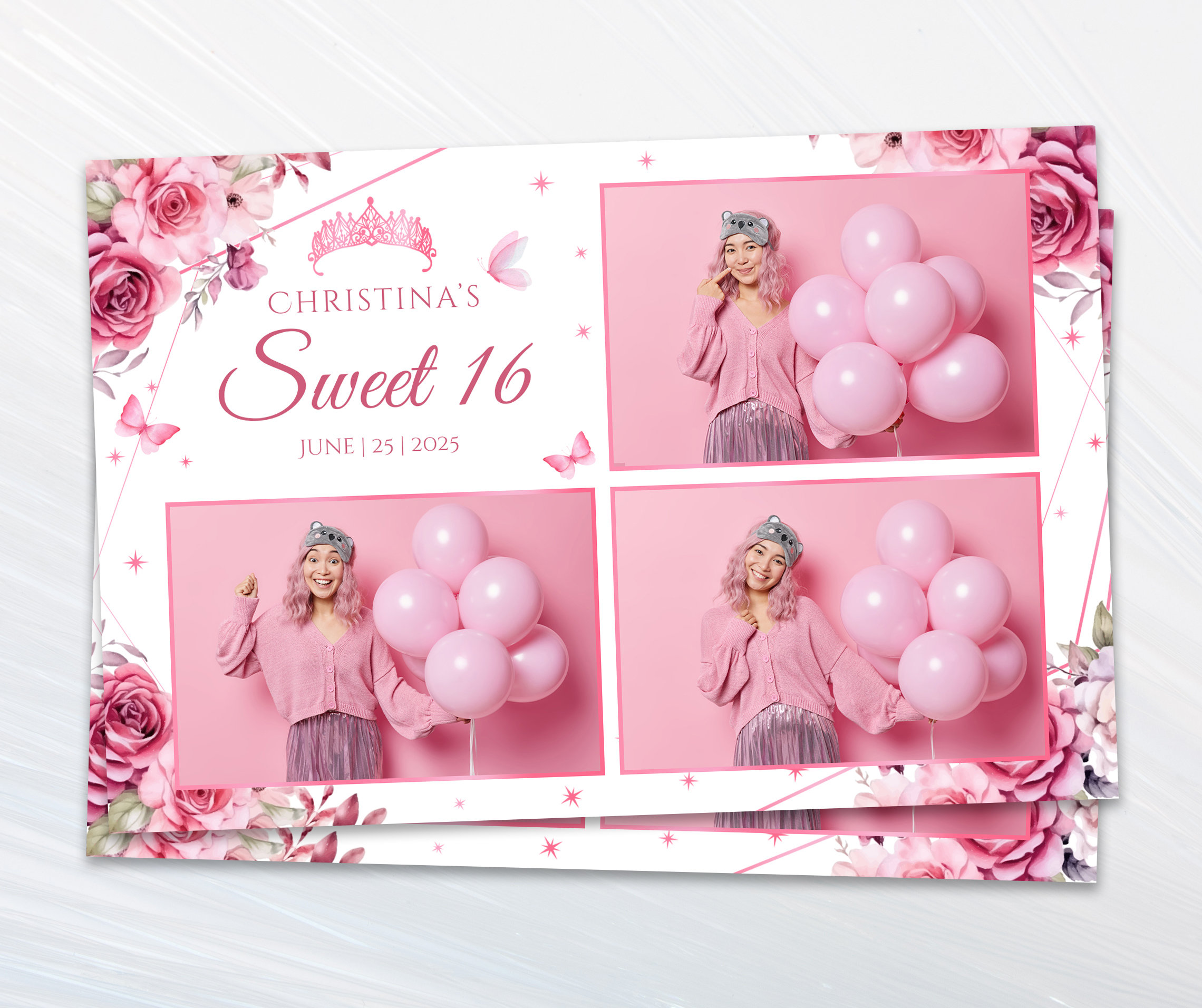 Pink Photo Booth Template, Sweet 16 Photo Booth Template, Photobooth ...