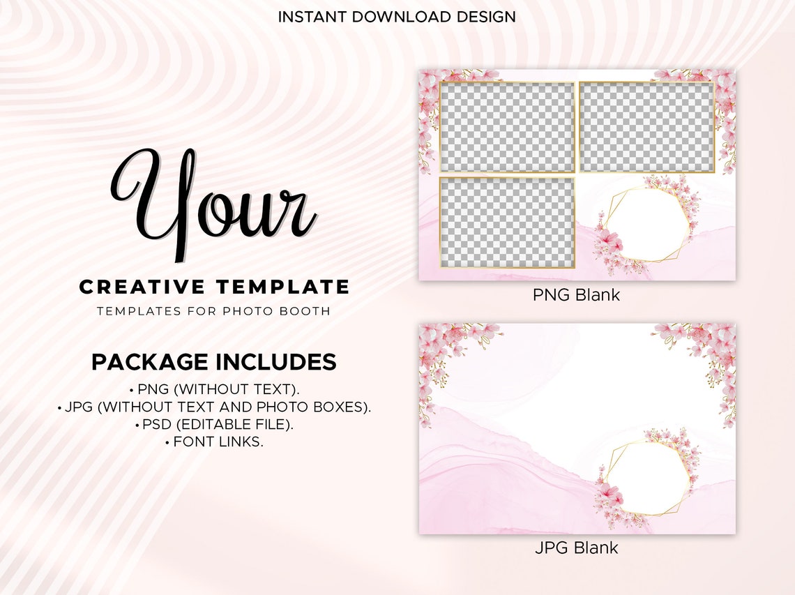 Wedding Photo Booth Template, Blossom Photo Booth Template, Photo Booth ...