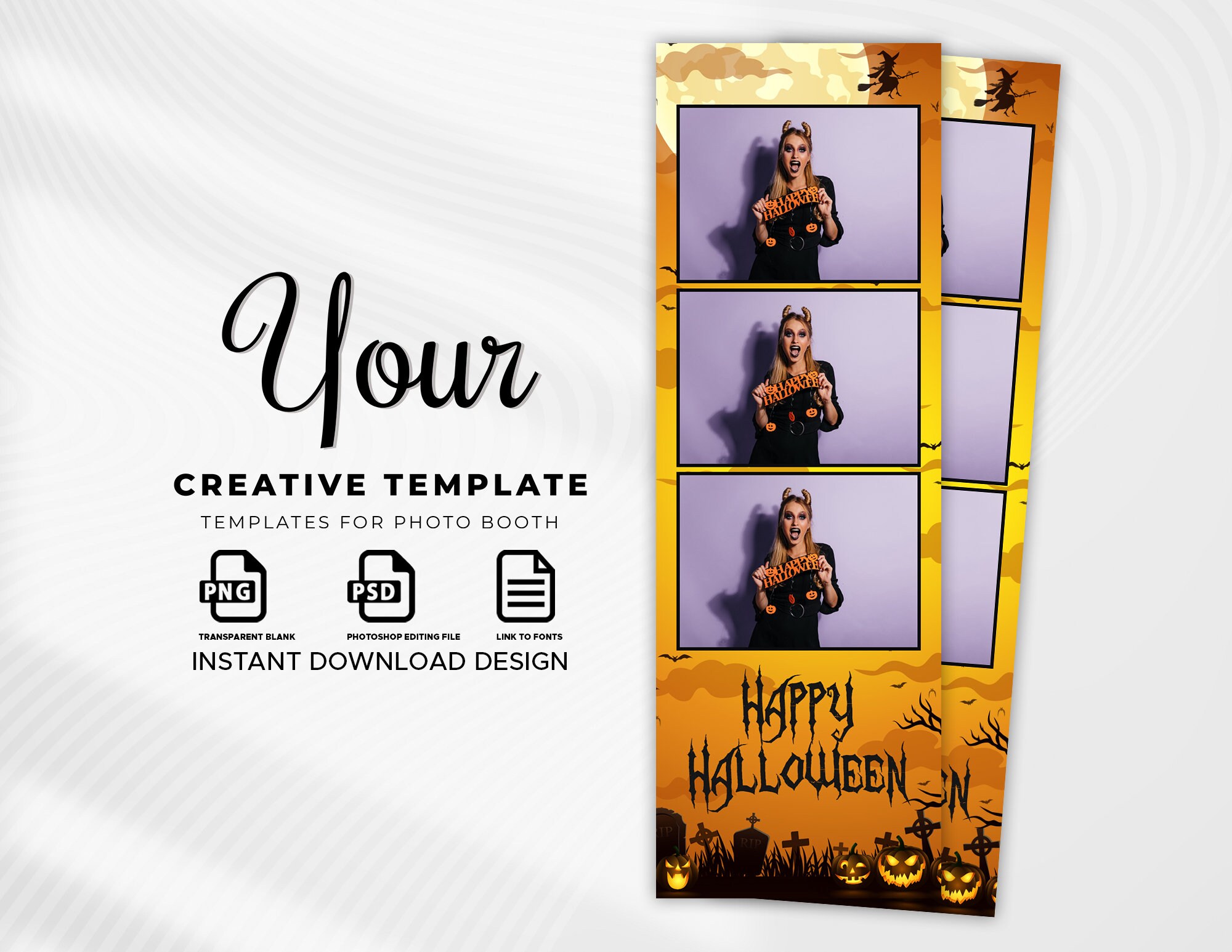 Photobooth Template Halloween, Hapy Halloween Photo Booth Template, 2x6 ...