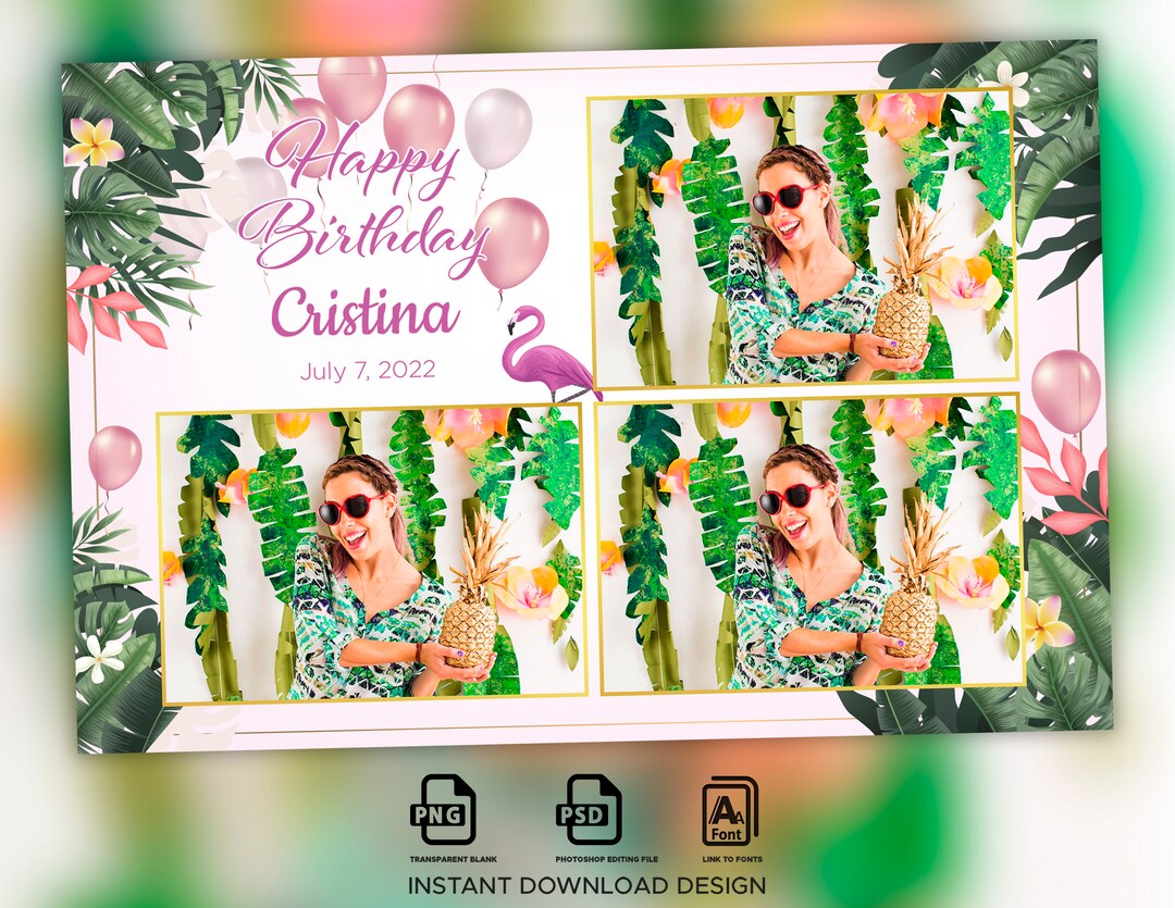 Birthday Photo Booth Template Photo Booth Template Tropical - Etsy