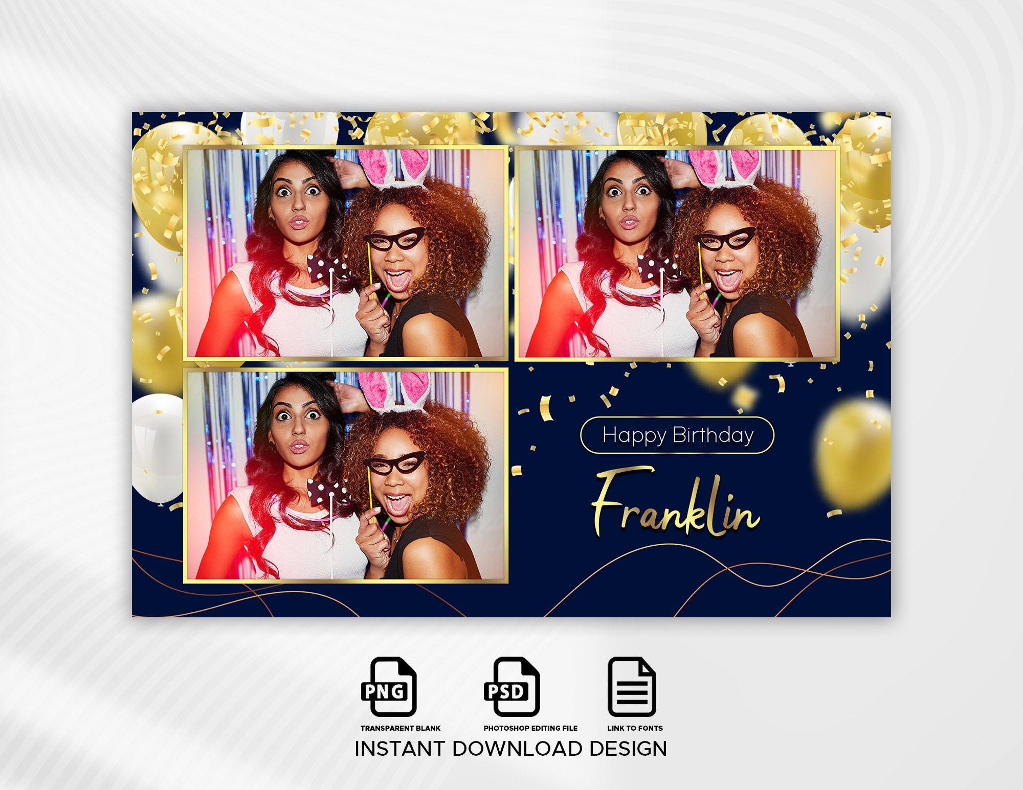 Photo Booth Template, Birthday Photo Booth Template, Party Birthday ...