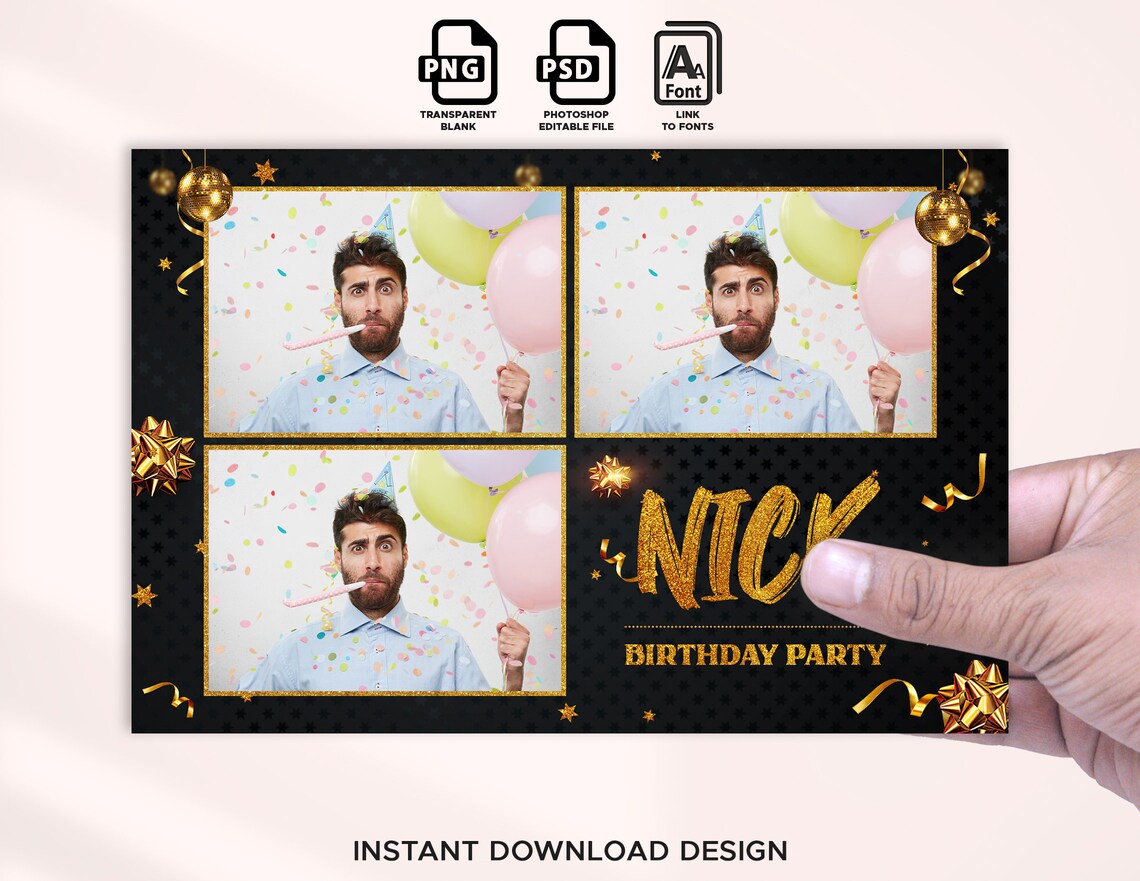 Photo Booth Template Birthday Photo Booth Template Party - Etsy