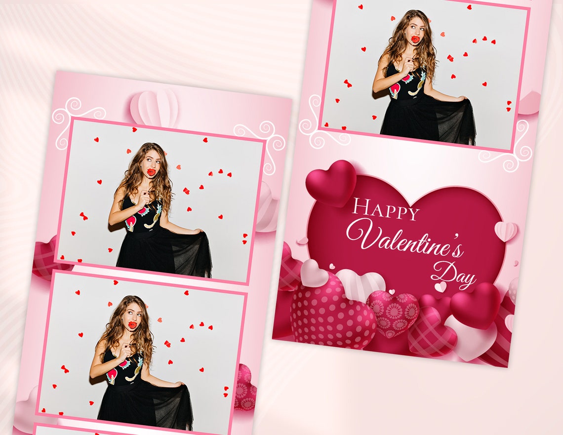 Hearts Valentine's Photo Booth Template, Valentine's Day Photo Booth ...