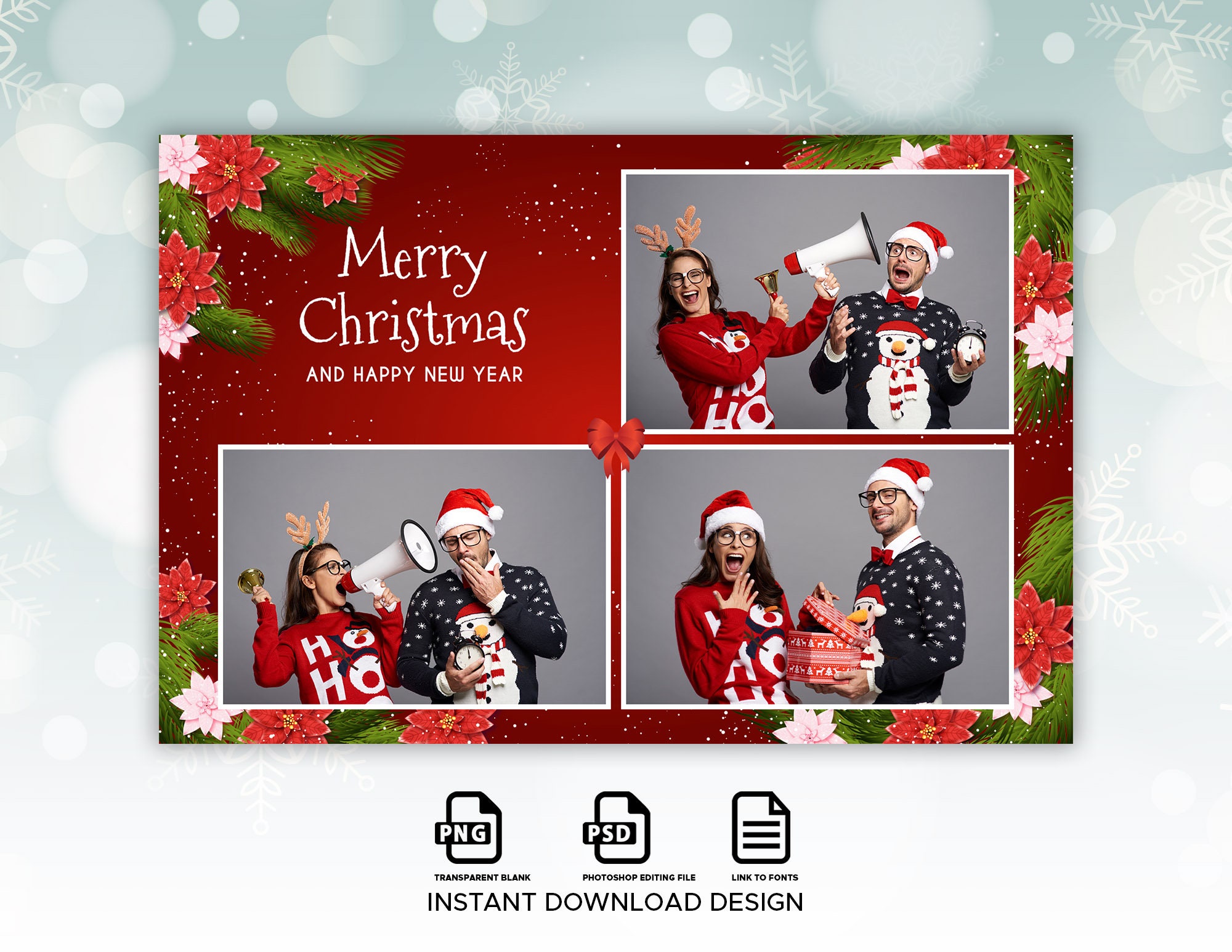 Christmas Photo Booth Template, Holiday Photo Booth Template, Photo ...