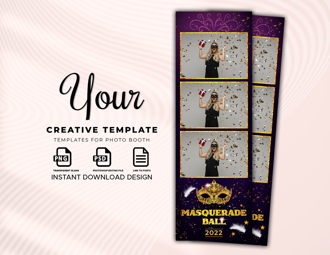 Masquerade Photo Booth Template, Mardi Gras Photo Booth Template, Photo ...