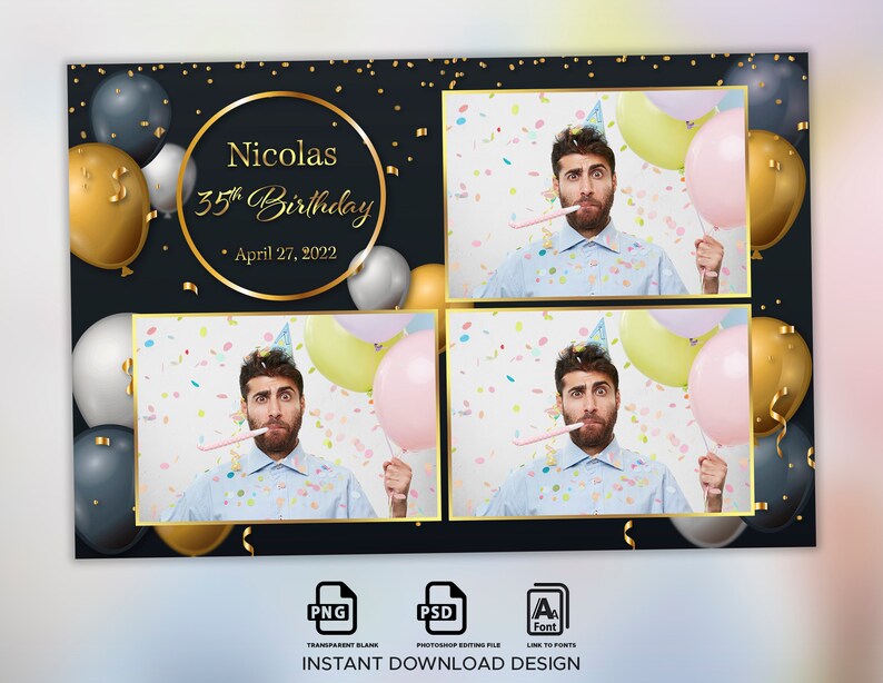 Photo Booth Template Birthday Photo Booth Template Party - Etsy