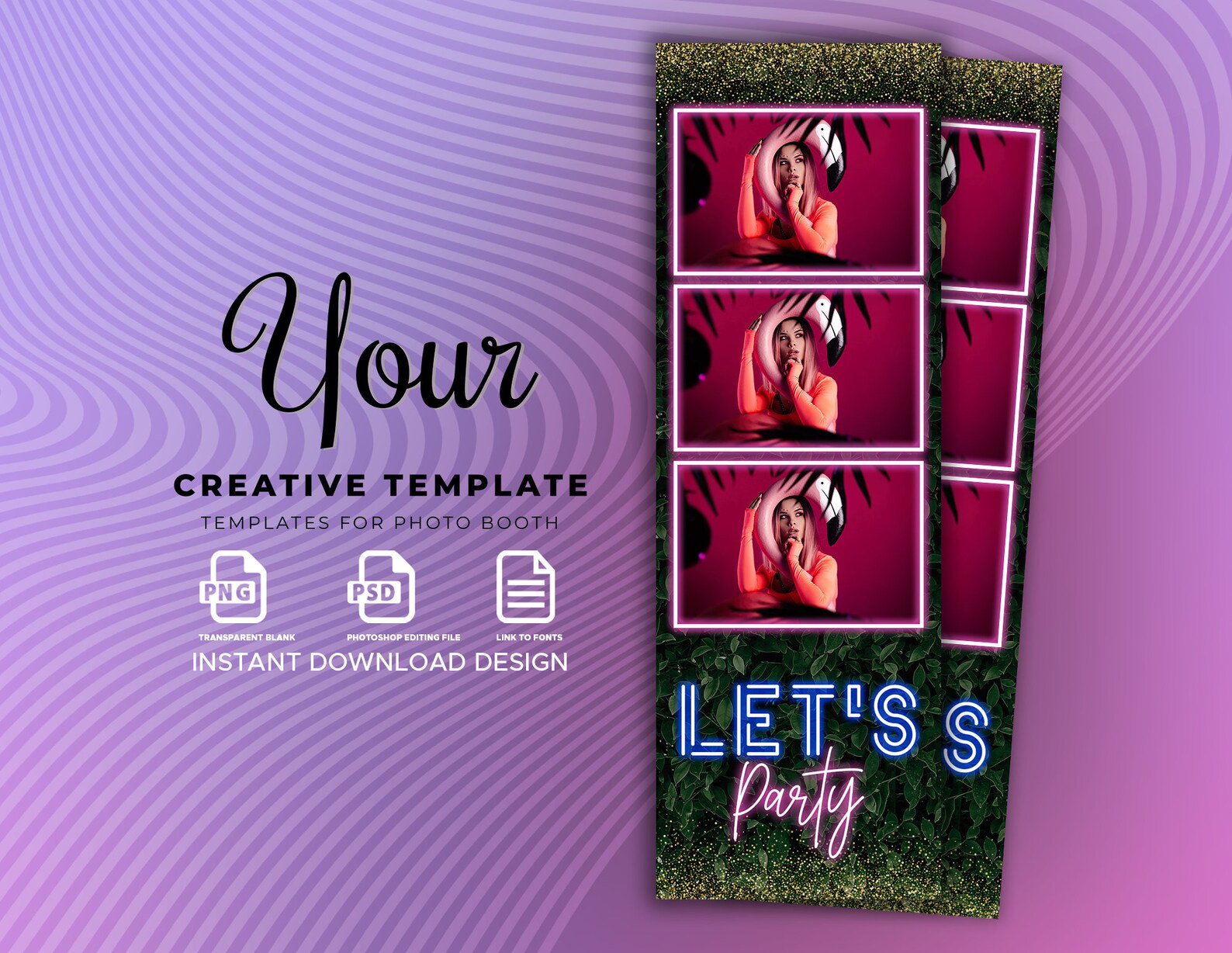 Party Photo Booth Template, Garden Neon Party Photo Booth Template ...