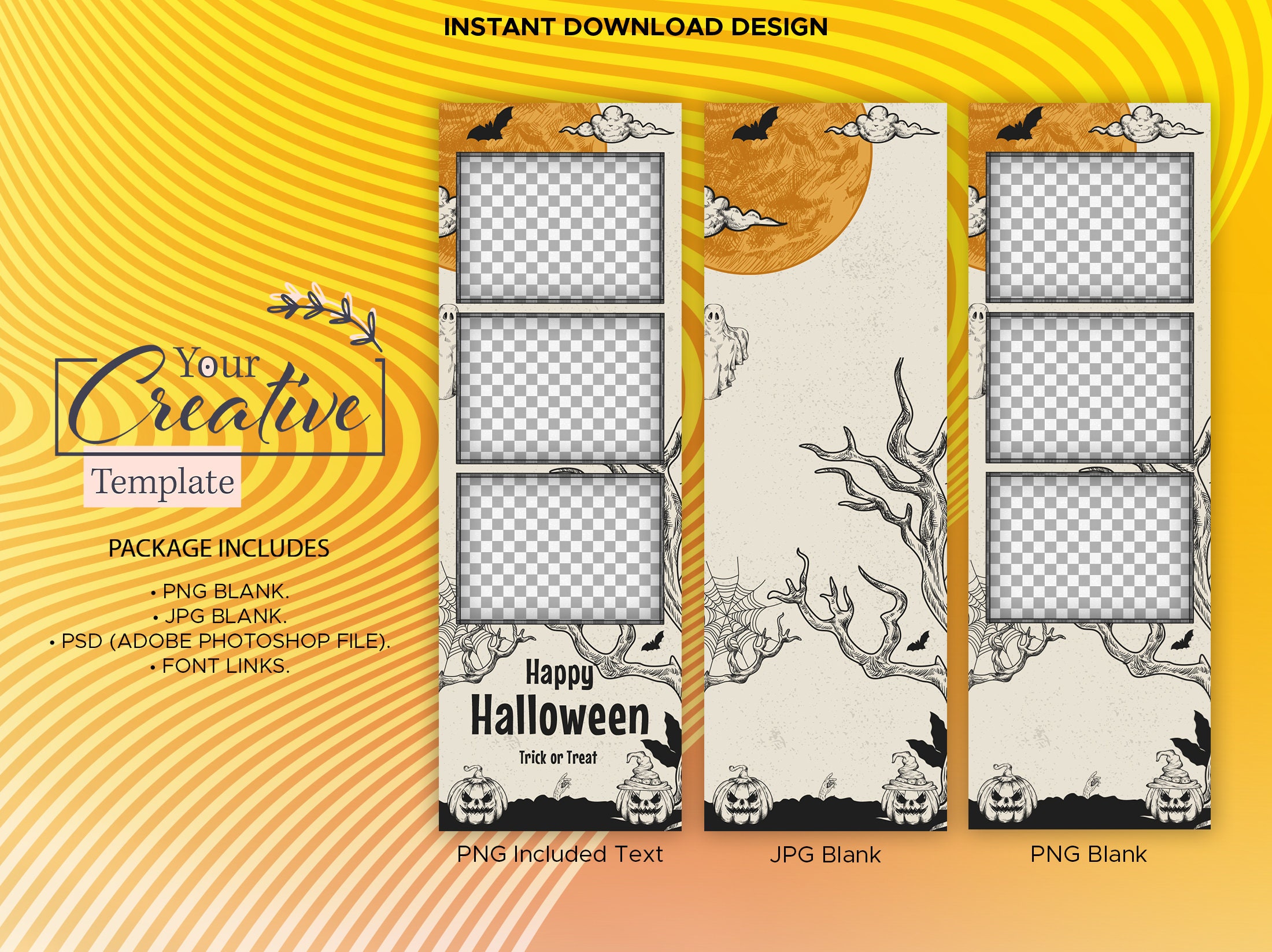 Halloween Photobooth Template, Hapy Halloween Photo Booth Template, 2x6 ...