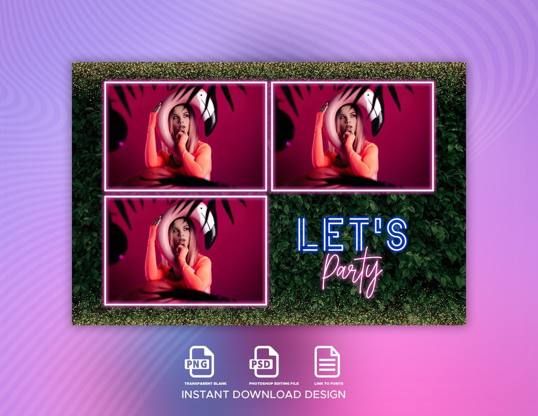 Party Photo Booth Template, Garden Neon Party Photo Booth Template ...