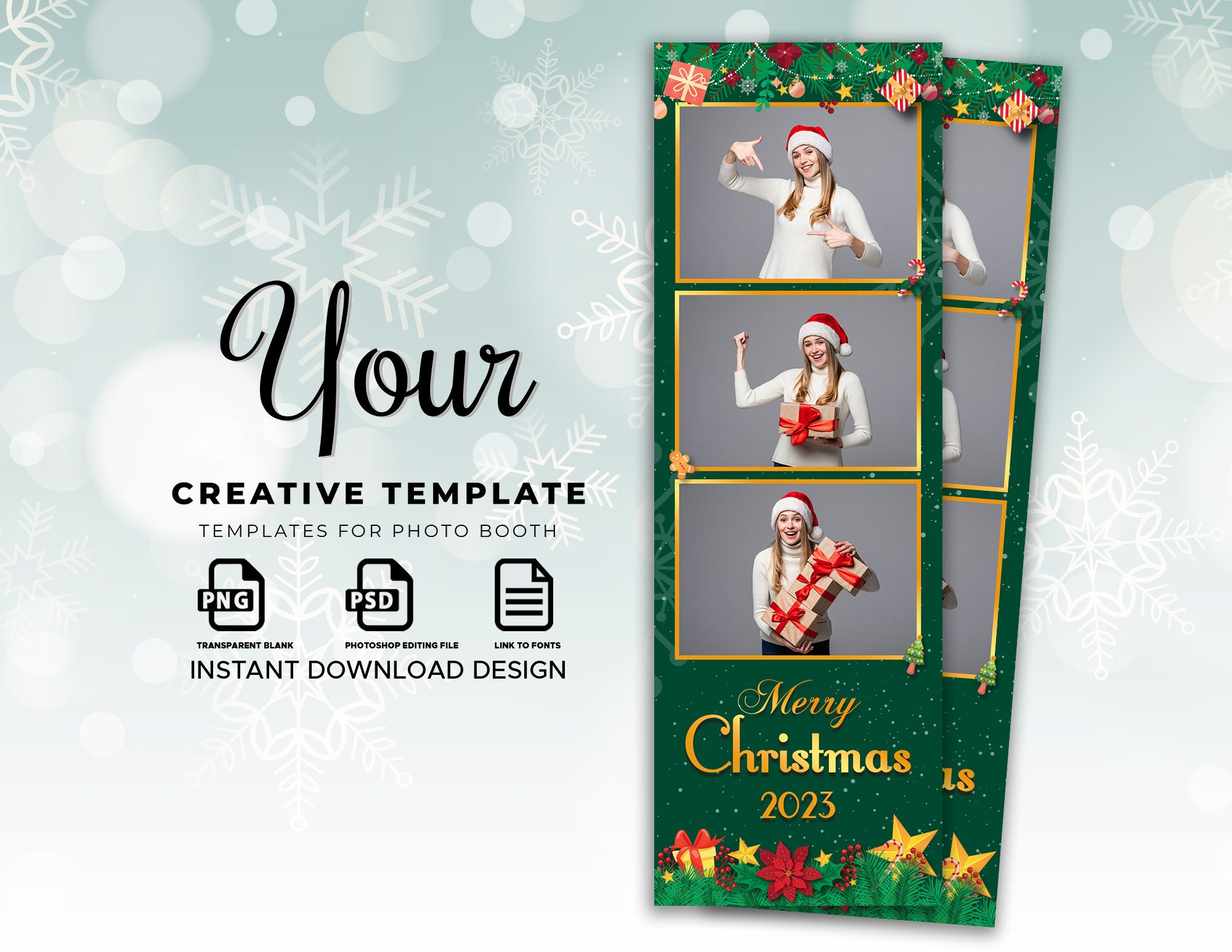 Christmas Photo Booth Template, Holiday Photo Booth Template, Photo ...