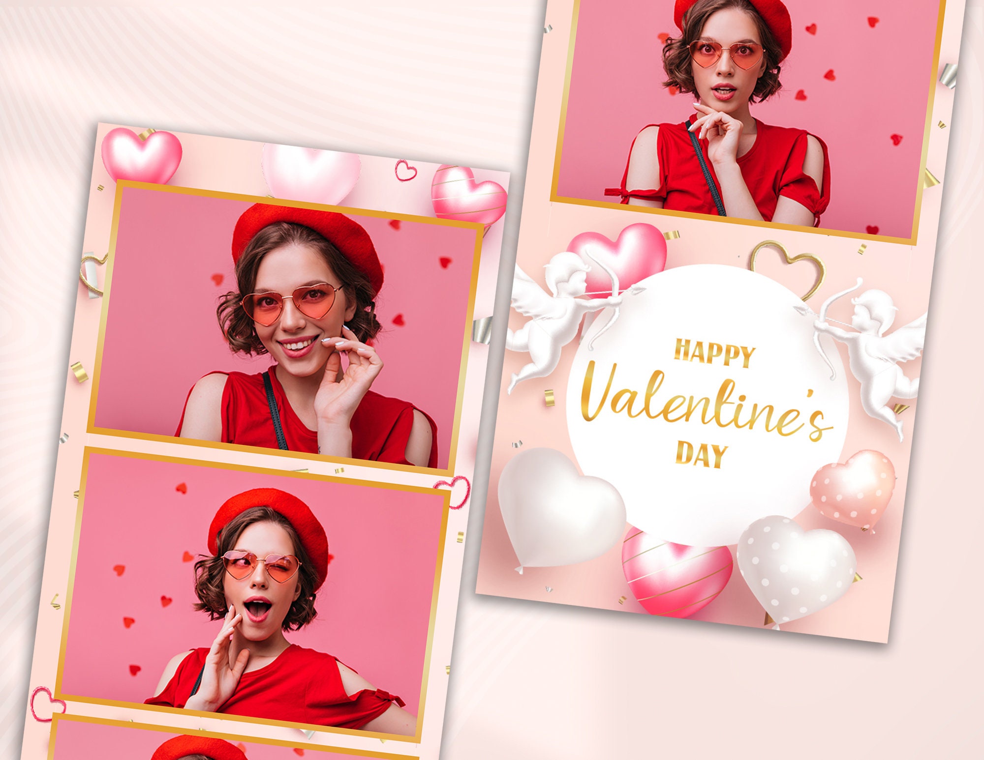 Hearts Valentine's Photo Booth Template, Valentine's Day Photo Booth ...