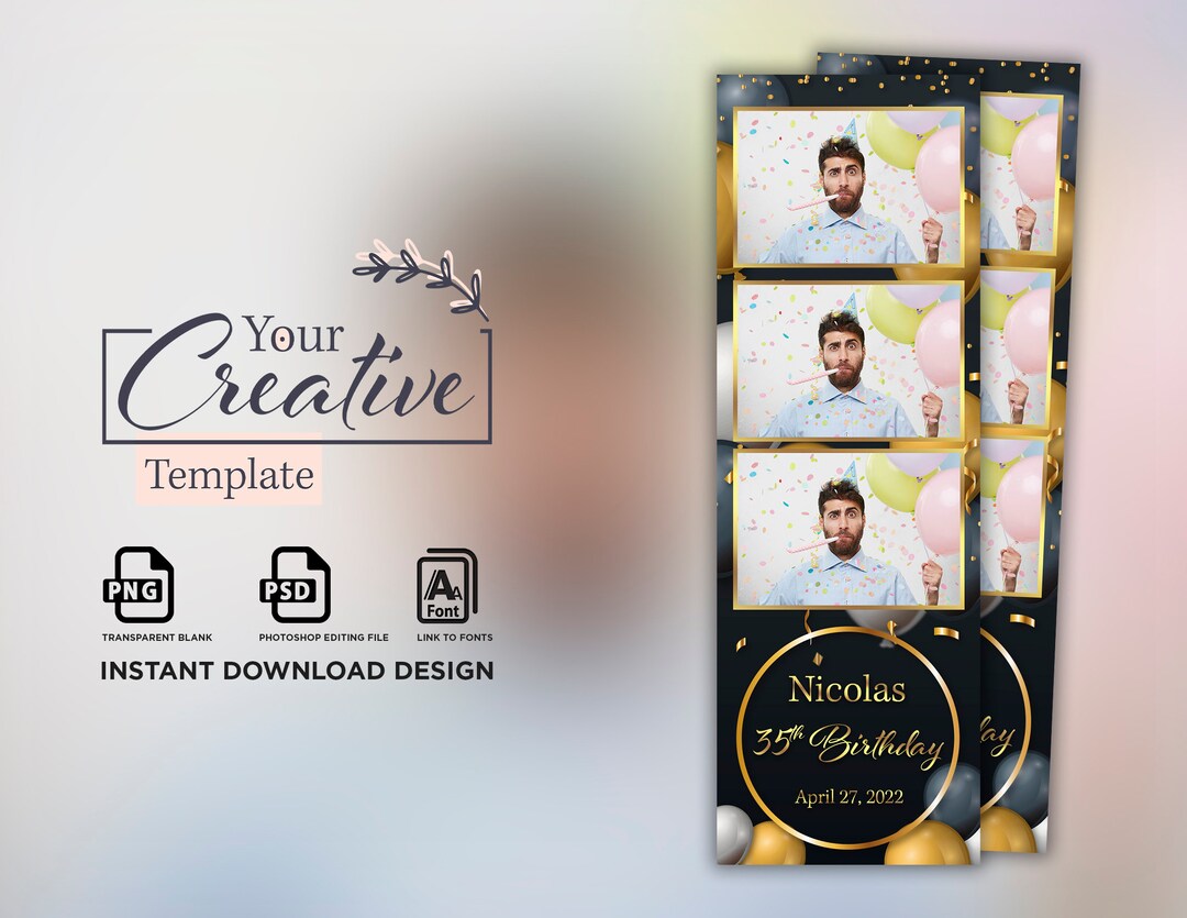 Photo Booth Template Birthday Photo Booth Template Party - Etsy