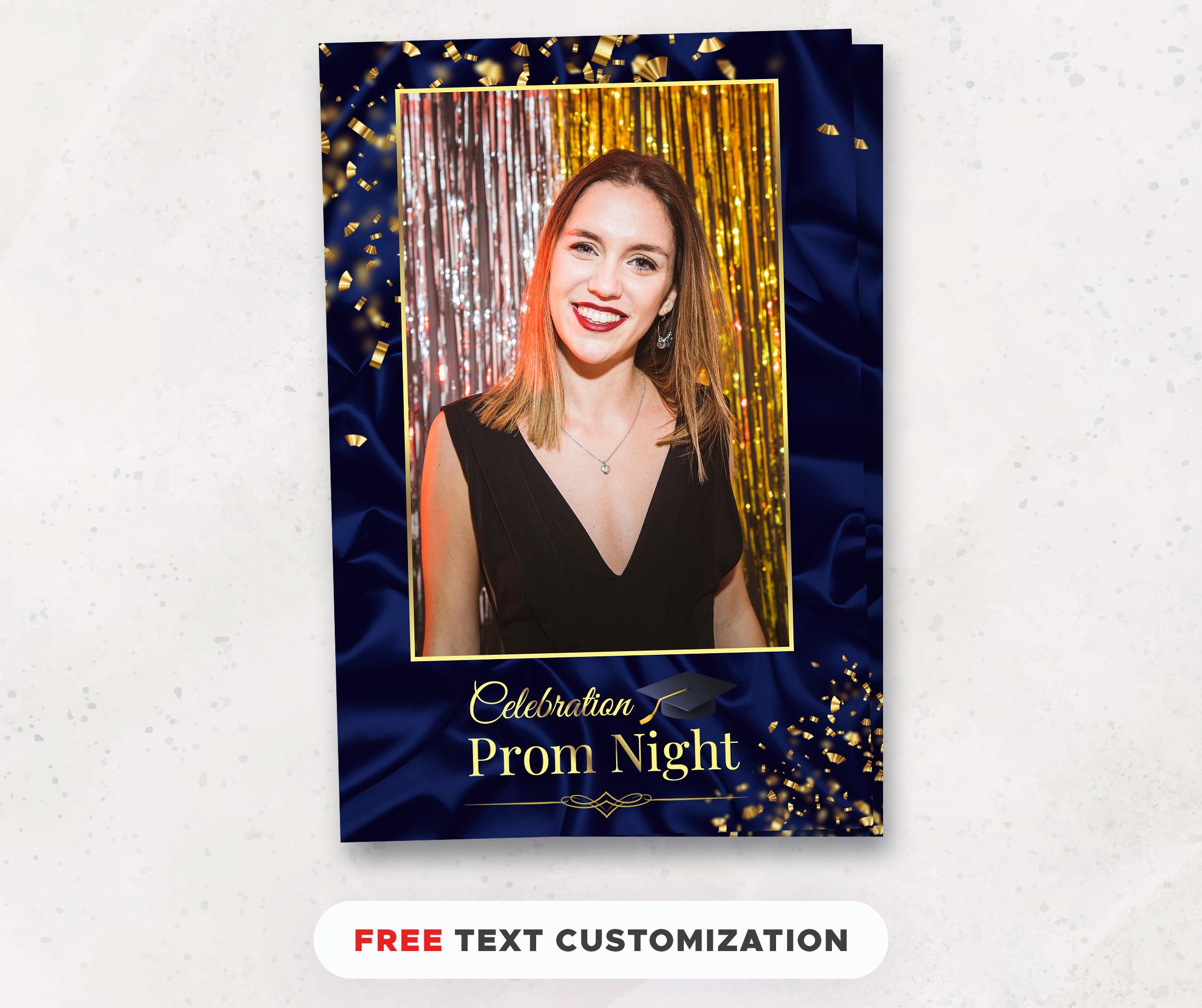 Prom Photobooth Template | Navy Blue and Gold Elegant Party Overlay ...