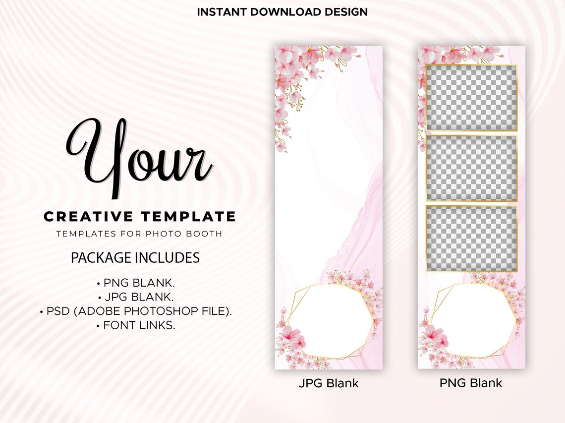 Wedding Photo Booth Template, Blossom Photo Booth Template, Photo Booth ...