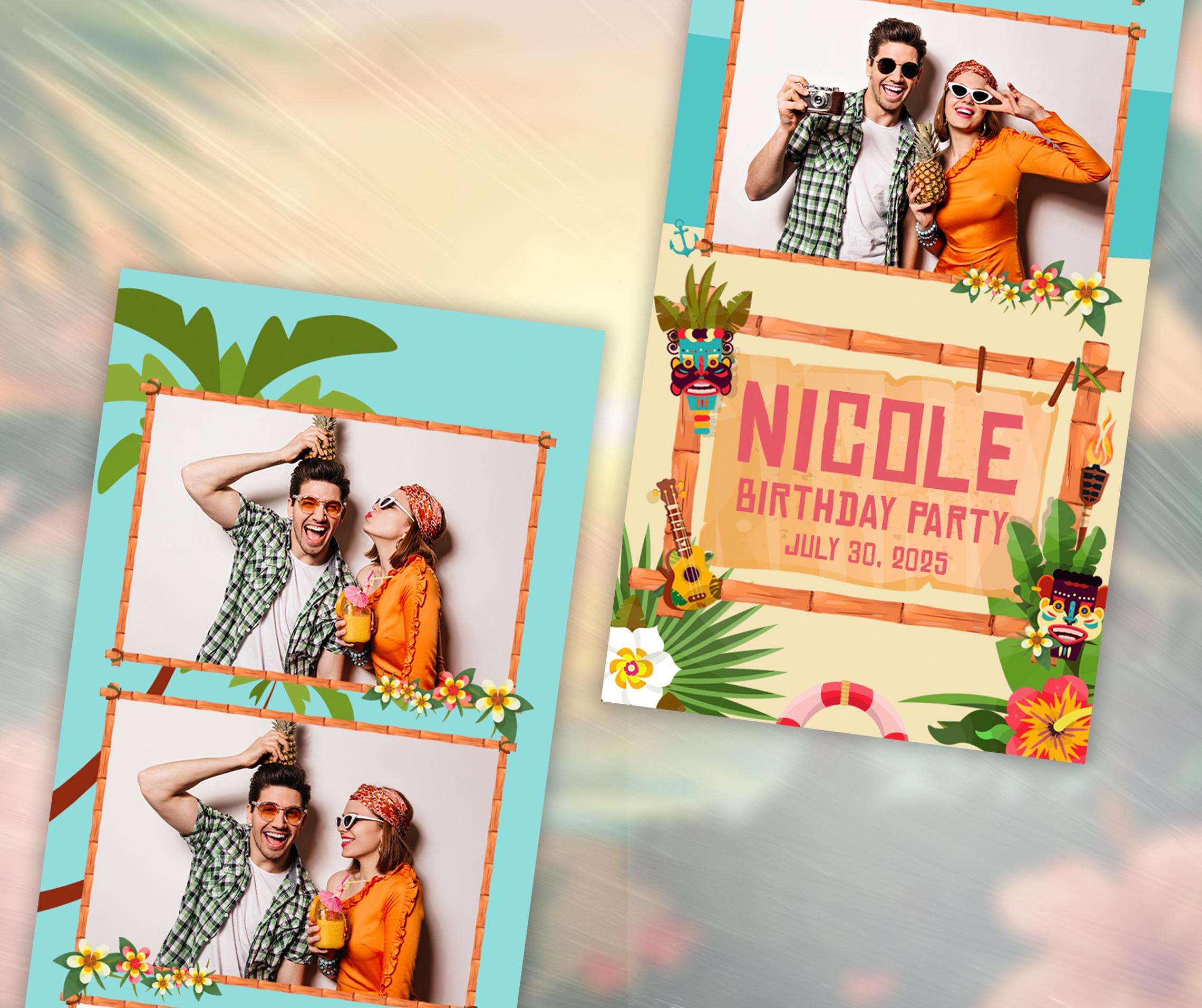 Luau Photobooth Template, Hawaiian Luau Party, Aloha Party, Photo Booth ...
