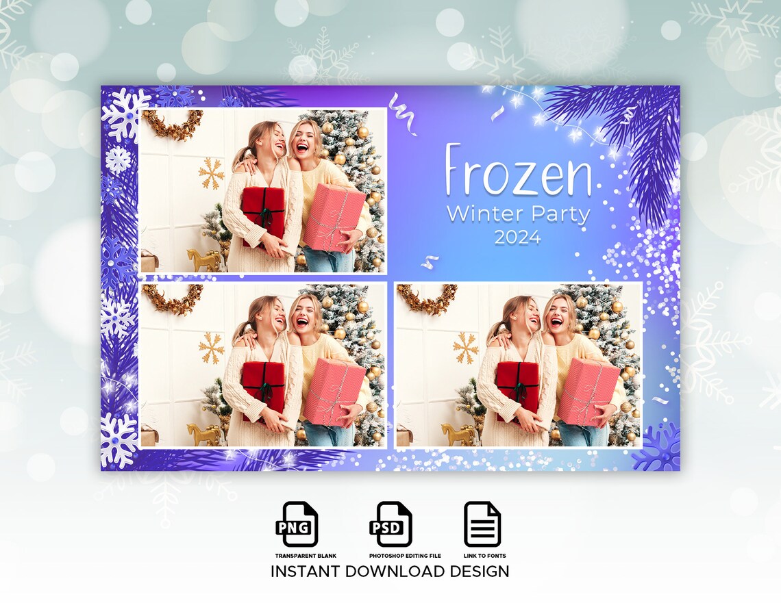 Winter Photo Booth Template, Photo Booth Template Winter, Winter Party ...