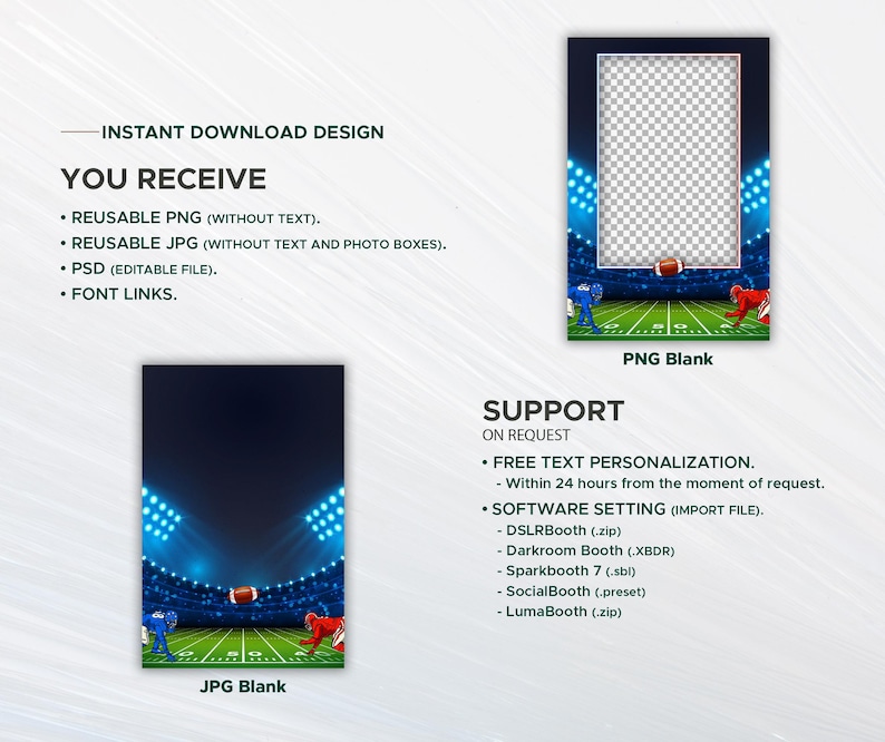 Super Bowl Photobooth Template, Football Photo Booth Template, 4x6 ...