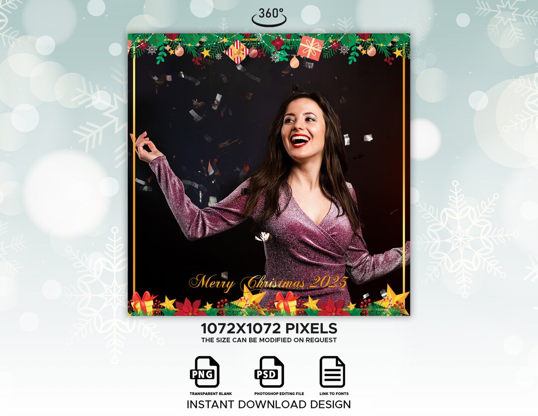 Christmas 360 Photo Booth Overlay, 360 Overlay, 360 Photobooth Overlay ...