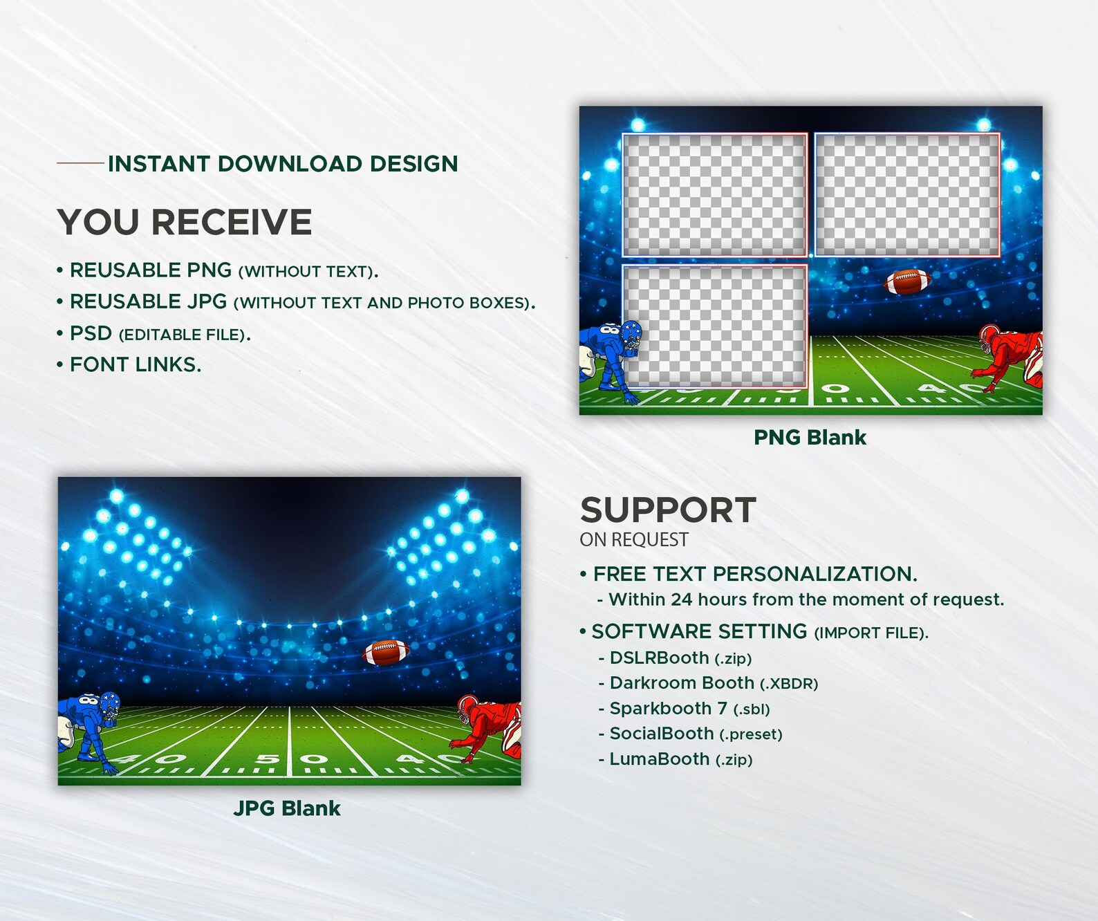 Super Bowl Photobooth Template, Football Photo Booth Template, 4x6 ...