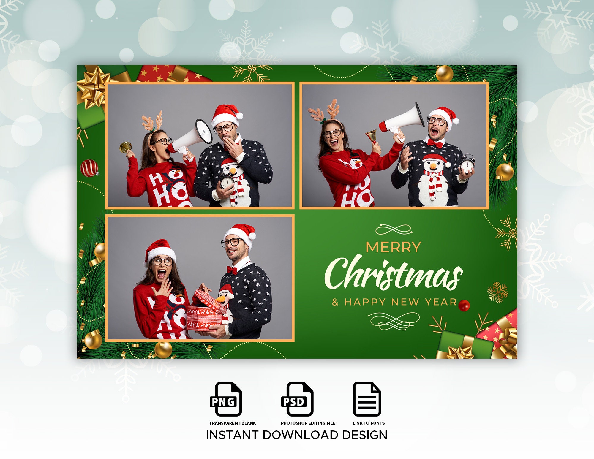 Christmas Photo Booth Template, Xmas Party Photo Booth Template, Photo ...