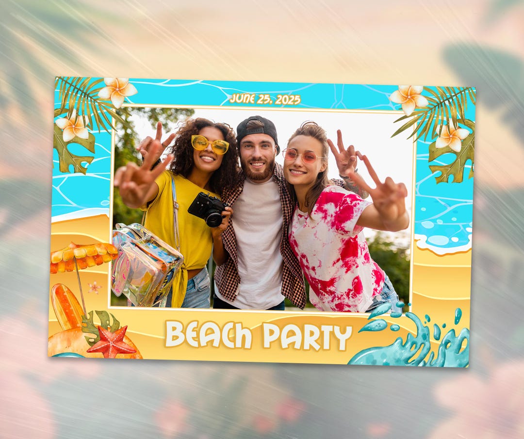 Photobooth Template, Beach Party, Summer Party, Photo Booth Template ...