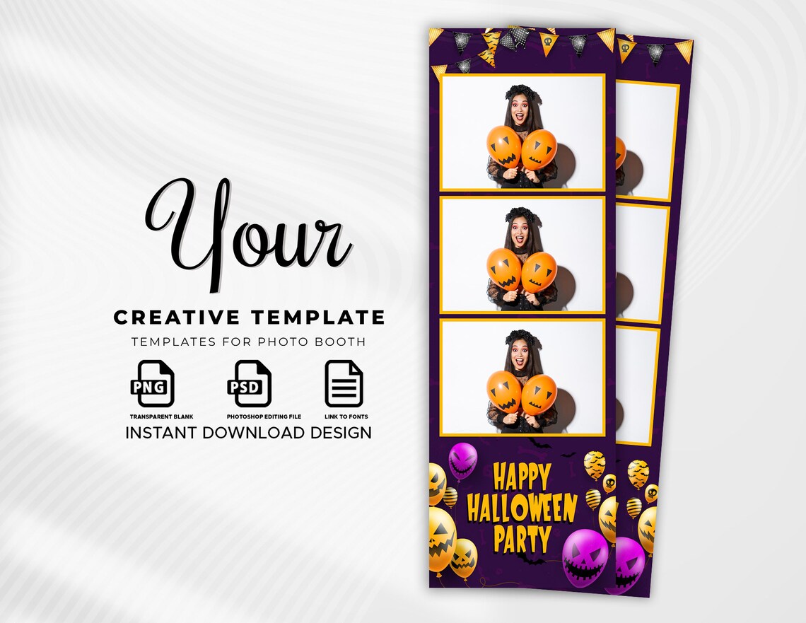 Photo Booth Template, Halloween Photo Booth Template, 2x6 Photo Booth ...