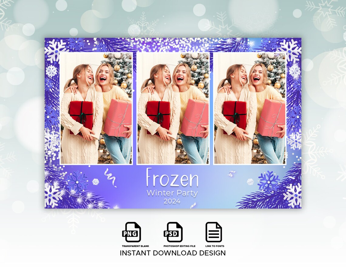 Winter Photo Booth Template, Photo Booth Template Winter, Winter Party ...